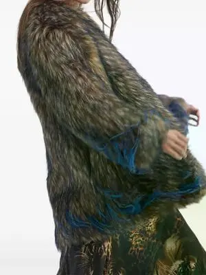 Roberto Cavalli Feather-effect Faux Fur Coat