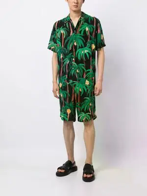 ENDLESS JOY Palm Tree-print Bermuda Shorts - Black