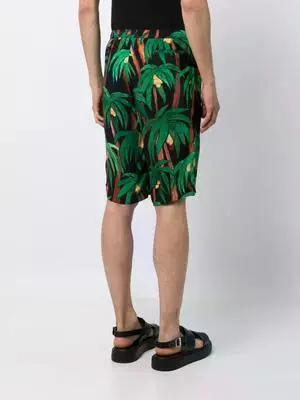 ENDLESS JOY Palm Tree-print Bermuda Shorts - Black