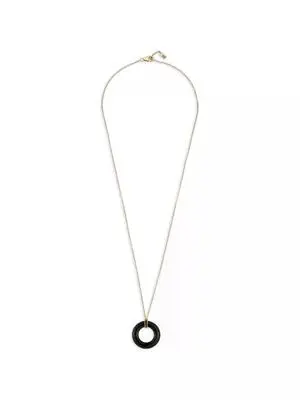 Mateo Door Knocker Donut Onyx And Diamond Necklace - Black