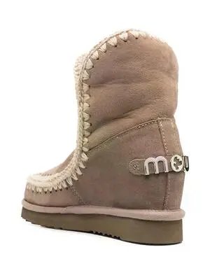 Mou Suede Wedge Short Boots - Brown
