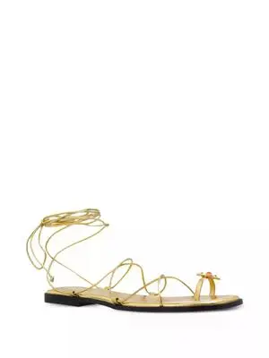 NODALETO Tone Leather Strappy Sandals With Tie Fastening