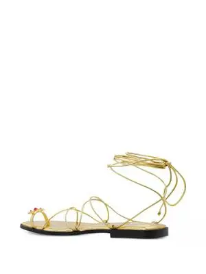 NODALETO Tone Leather Strappy Sandals With Tie Fastening