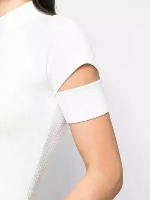 Helmut Lang Ribbed Cut-out Sleeve Top