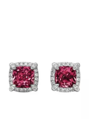David Yurman Petite Chatelaine Rhodolite Garnet And Diamond Stud Earrings - Silver