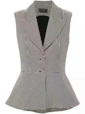 STYLAND Houndstooth Waistcoat - Black