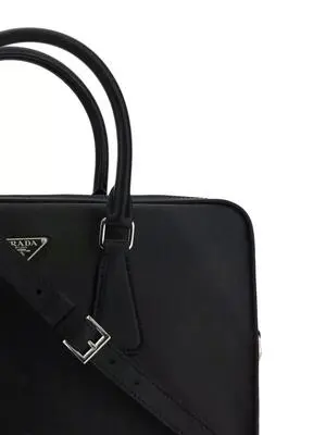 Prada Calfskin Leather Briefcase With Triangle Logo