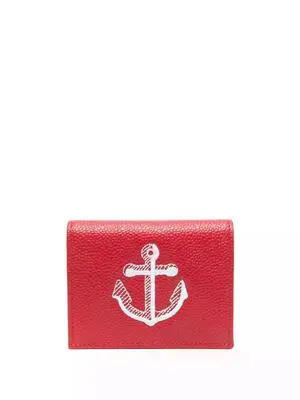 Thom Browne Anchor-embroidered Leather Cardholder - Red
