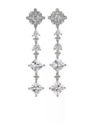 ANABELA CHAN 18kt White Gold Tropical Diamond Drop Earrings - Silver