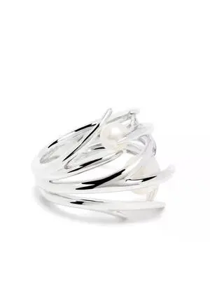 SHAUN LEANE Cherry Blossom Pearl Ring - Silver