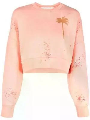 Palm Angels Pxp Palm Tree-print Sweatshirt - Orange