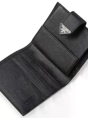 Prada Saffiano Logo-plaque Wallet - Black