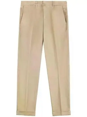 FAY Stretch-cotton Cropped Trousers - Neutrals