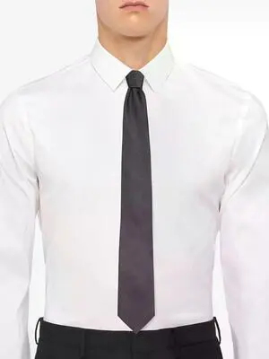 Prada Pointed Satin Tie - Grey