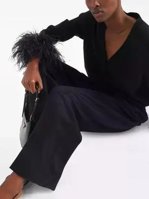 Prada Feather-trim Cashmere Trousers