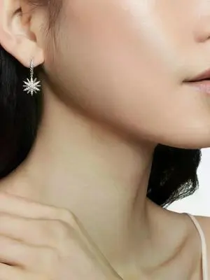 David Yurman Sterling Starburst Diamond Drop Earrings