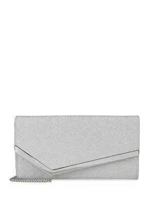 JIMMY CHOO Emmie Glitter Leather Clutch - Grey