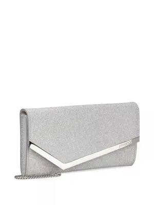 JIMMY CHOO Emmie Glitter Leather Clutch - Grey