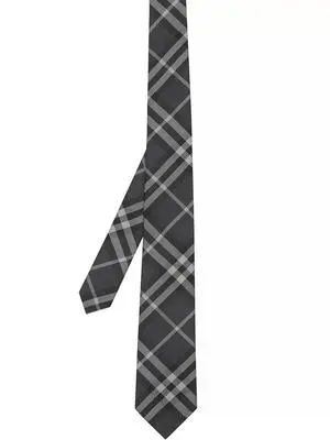 Burberry Check Silk Tie - Grey