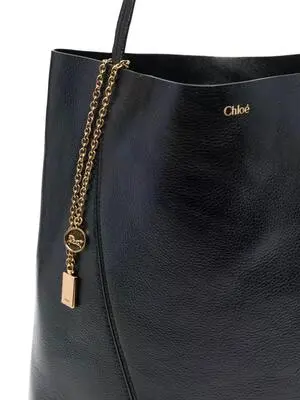 Chloé Large Spin Leather Tote Bag - Black