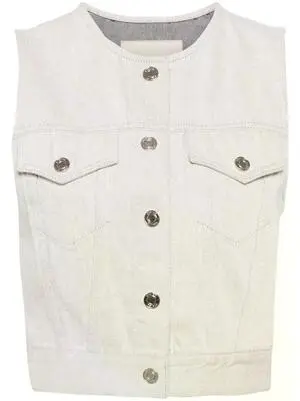 SYSTEM Collarless Denim Vest - Grey