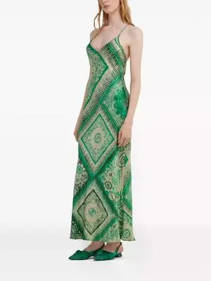 Roberto Cavalli Abstract-print Silk Slip Dress