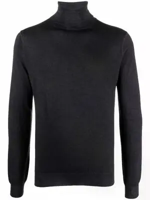 DELL'OGLIO Merino Wool Roll Neck Jumper - Grey
