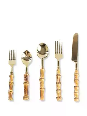 LES-OTTOMANS Bamboo Handle Cutlery Set - Brown