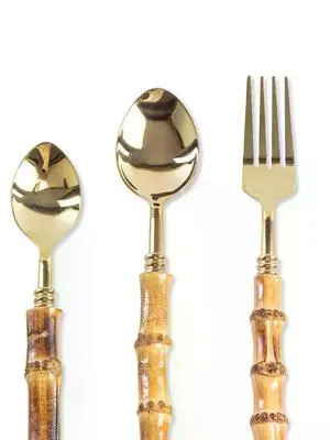 LES-OTTOMANS Bamboo Handle Cutlery Set - Brown