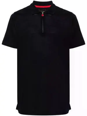 Kiton Half-zip Piqué Polo Shirt - Blue