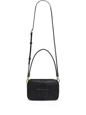 ANINE BING Lili Embossed Leather Shoulder Bag - Black
