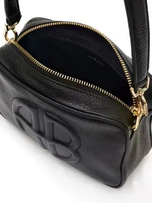 ANINE BING Lili Embossed Leather Shoulder Bag - Black