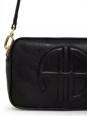 ANINE BING Lili Embossed Leather Shoulder Bag - Black