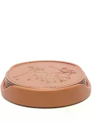 Ralph Lauren Garrett Leather Coasters - Brown