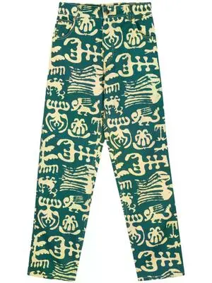 CHARLES JEFFREY Art Logo-patch Jeans - Green