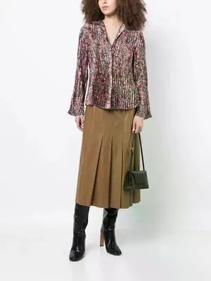 Vince Berry Blooms Pleated Shirt - Multicolour