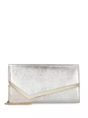 JIMMY CHOO Emmie Leather Clutch - Silver