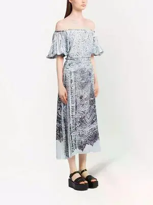 Prada Coral-print Silk Midi Dress