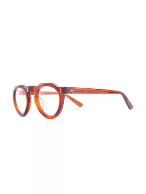 LESCA Round Frame Eyeglasses - Brown