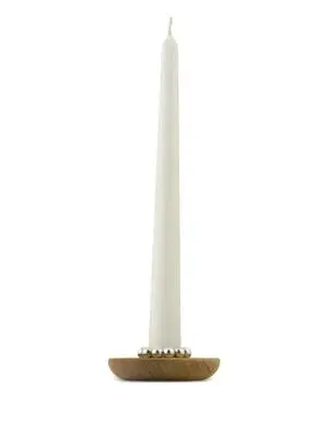 Christofle Perles Wooden Candle Holder - Silver