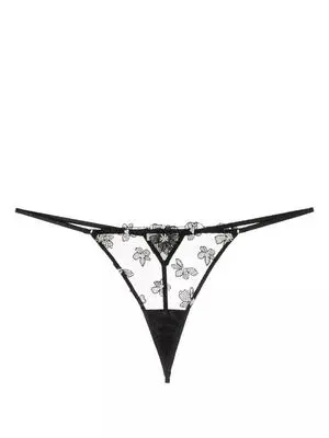 FLEUR DU MAL Petal Embroidered V-string - Black