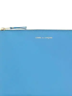 Comme Des Garçons Logo-print Leather Pouch - Blue