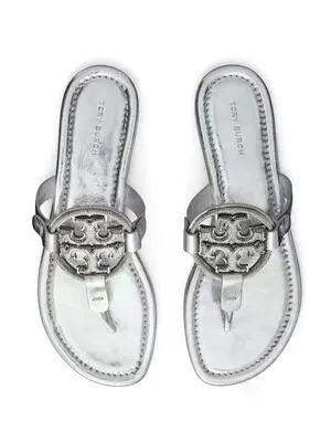 Tory Burch Miller Logo-plaque Sandals - Silver