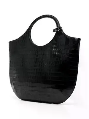 COURREGES Holy Crocodile Embossed Leather Tote - Black