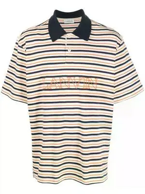 LANVIN Logo-embroidered Striped Polo Shirt