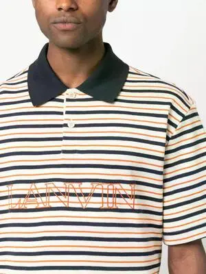 LANVIN Logo-embroidered Striped Polo Shirt