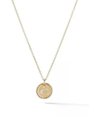 David Yurman 18kt Yellow Diamond Initial C Necklace - Gold