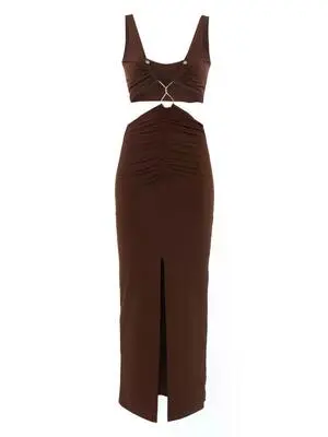 NISSA Cut-out Maxi Dress - Brown
