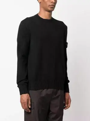 Stone Island Compass-patch Cotton-blend Jumper - Black