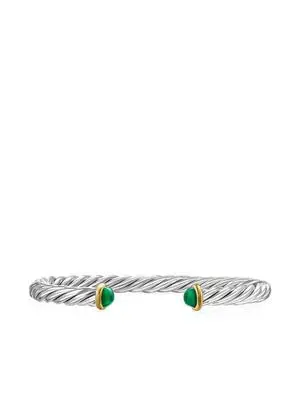 David Yurman 14kt Yellow Gold And Sterling Cable Cuff Bracelet - Silver